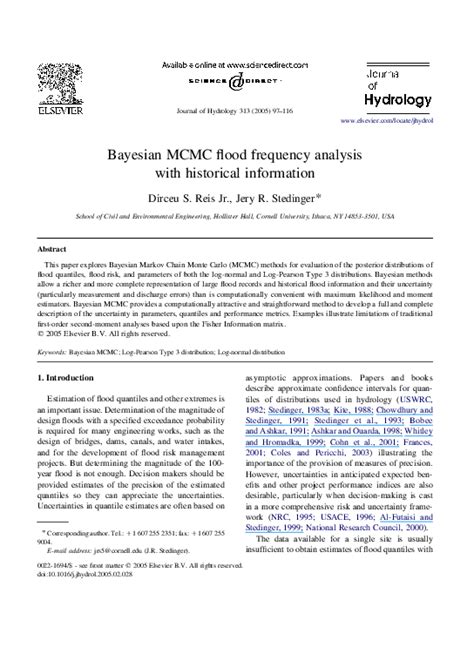 Pdf Bayesian Mcmc Flood Frequency Analysis With Historical Information