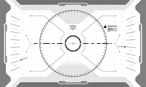 Vr Hud 인터페이스 십자형 사이버 펑크 화면 흑백 디자인 미래의 공상 과학 가상 현실 보기 헤드 업 디스플레이 바이저 Gui Ui 디지털 기술 대시보드 패널 벡터