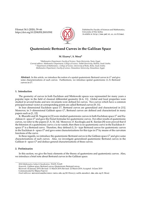 Pdf Quaternionic Bertrand Curves In The Galilean Space