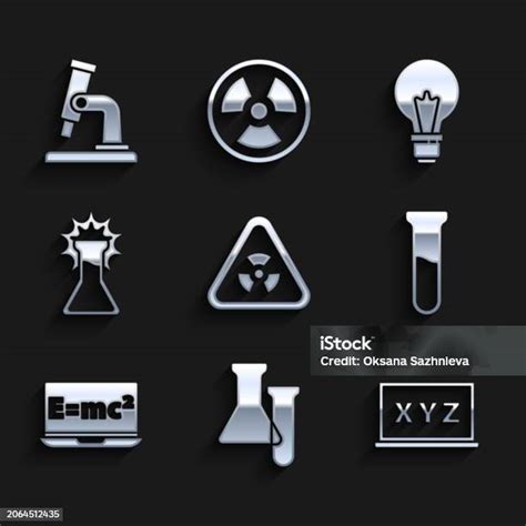 Set Triangle With Radiation Test Tube And Flask Xyz Coordinate System Equation Solution Light