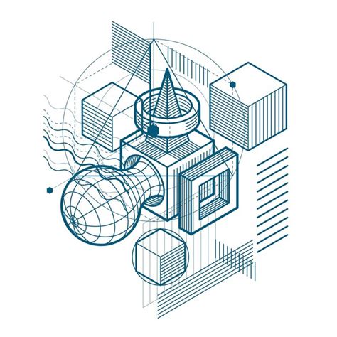 Premium Vector Abstract Background With Isometric Elements Vector Linear Art With Lines And