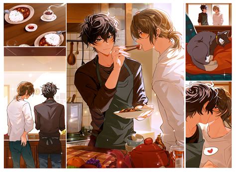 Amamiya Ren Akechi Goro And Morgana Persona And 1 More Drawn By