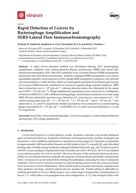 Pdf Rapid Detection Of Listeria By Bacteriophage Amplification And Sers Lateral Flow