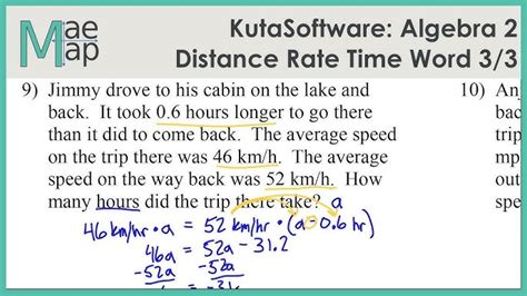 Distance Rate Time Word Problems Worksheet