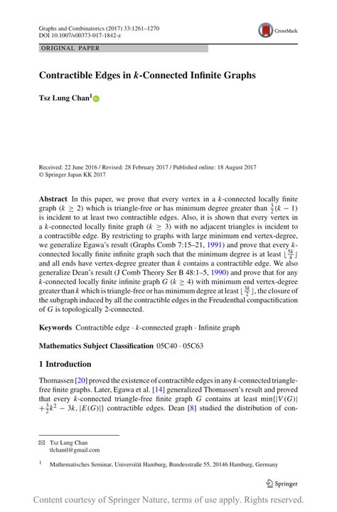 Contractible Edges In K Connected Infinite Graphs