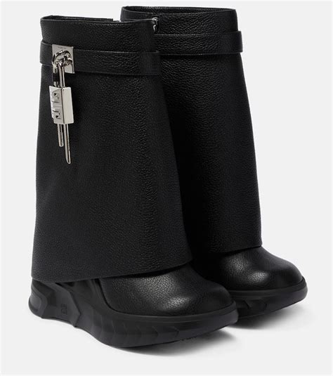 Givenchy Shark Lock Biker Ankle Boots In Grained Leather In Black Lyst