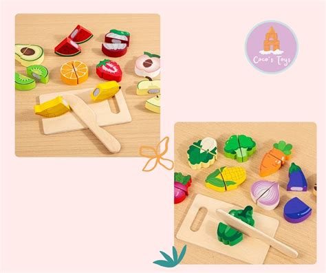 Cocos 📸 ხის საჭრელი ხილი და ბოსტნეული შემეცნებითი სათამაშო