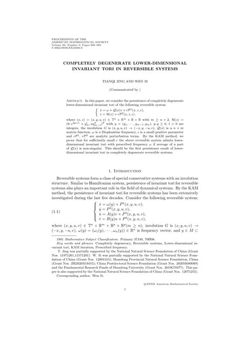 Pdf Completely Degenerate Lower Dimensional Invariant Tori In Reversible Systems