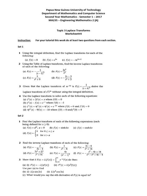 engineering mathematics semester 1 worksheet 4 2017 pdf