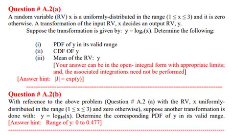 Solved Question A 2 A A Random Variable RV X Is A Chegg Com