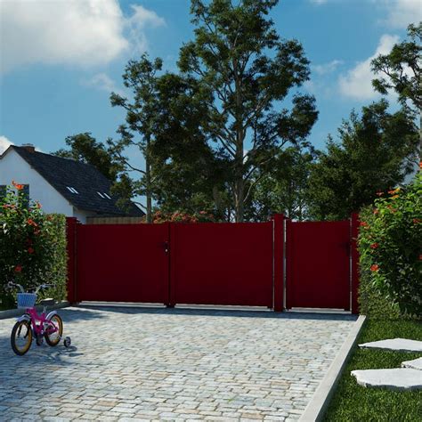 Portillon Battant Aluminium Hezo Rouge Klos Up L99x H1705 Cm