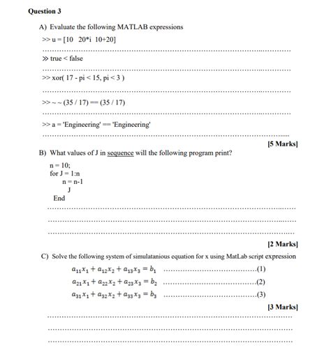 Solved Question A Evaluate The Following MATLAB Chegg