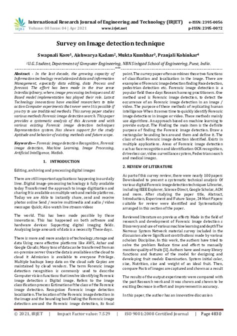 pdf irjet survey on image detection technique
