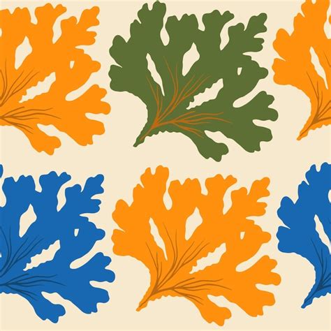 Premium Vector Abstract Tropical Reef Plant Seamless Pattern
