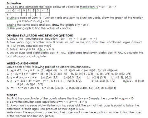 Simultaneous Equations Ii Classnotes Ng