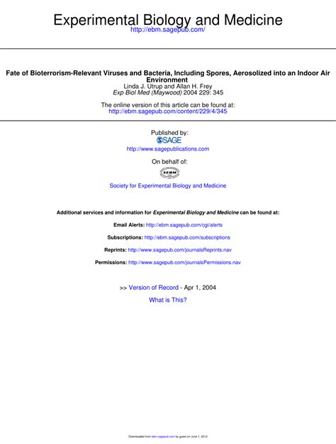 Pdf Fate Of Bioterrorism Relevant Viruses And Bacteria Including Spores Aerosolized Into An