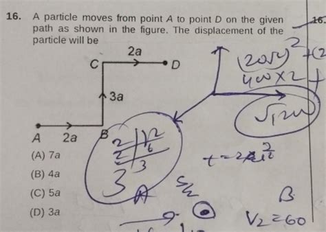 a particle moves from point a to point d on the given path as shown in th