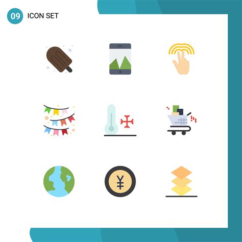 9 Flat Color Concept For Websites Mobile And Apps Thermometer Nature Gestures Ribbon Flag