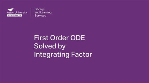 First Order Ode Solved By Integrating Factor Example 2 Youtube