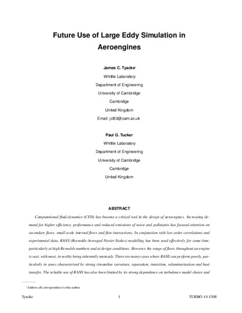 pdf future use of large eddy simulation in aeroengines