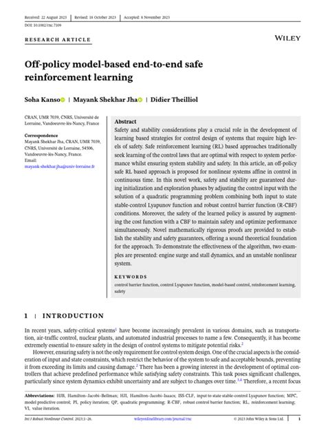 Off Policy Model Based End To End Safe Reinforcement Learning Pdf