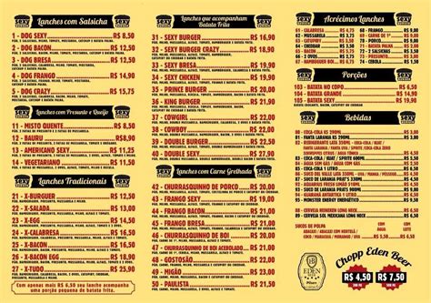 Menu At Sexy Burger Restaurant Campo Mourão Av Manoel Mendes De Camargo