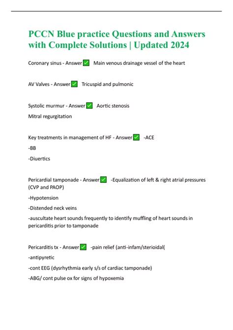 Pccn Blue Practice Questions And Answers With Complete Solutions