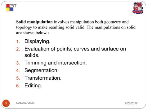 Presentation On Solid Manipulation In Computer Aided Design Pptx