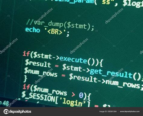 Php Screen Code Development Monitor Programming Concept Background Database Systems Stock Photo