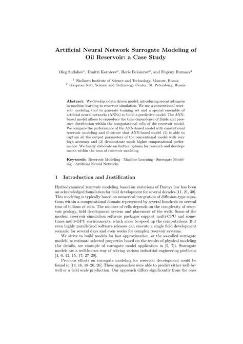 PDF Artificial Neural Network Surrogate Modeling Of Oil Reservoir A Case Study