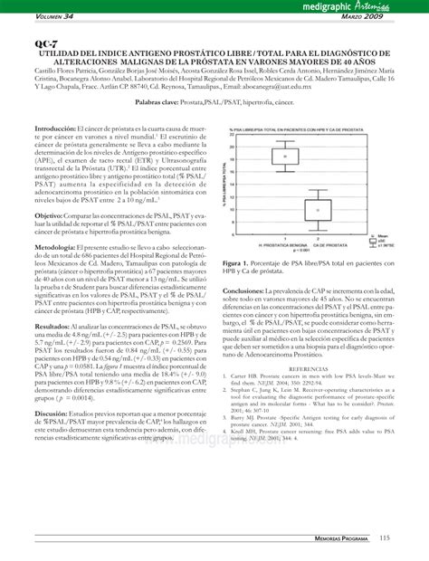 Pdf Utilidad Del Indice Antigeno ProstÁtico Libre Total Para El