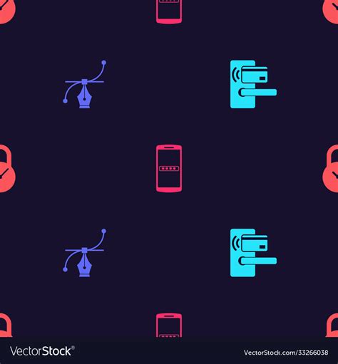 Set Digital Door Lock With Wireless Bezier Curve Vector Image