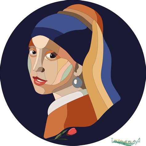 Иллюстрация Девушка с жемчужной сережкой в стиле авангард