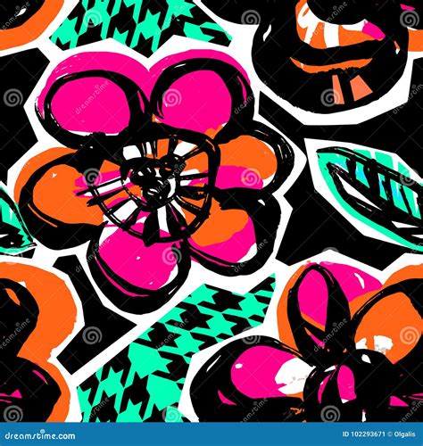 Seamless Abstract Floral Ink Hand Drawn Pattern Stock Illustration Illustration Of Seamless