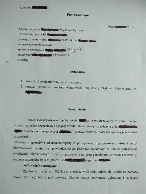 S D W A Ciwy Miejscowo Dla Pozwania Hodowcy Z Tytu U R Kojmi Psi Paragraf