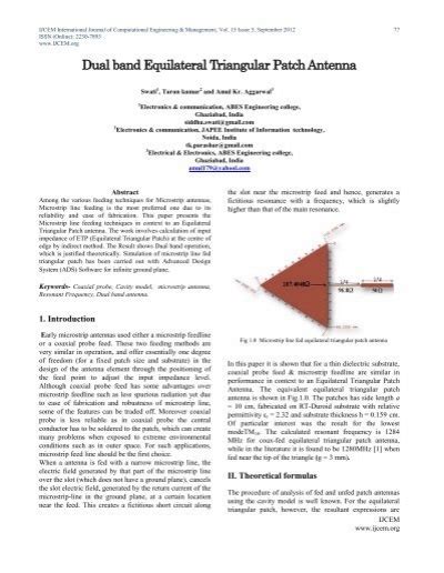 Dual Band Equilateral Triangular Patch Antenna Abes