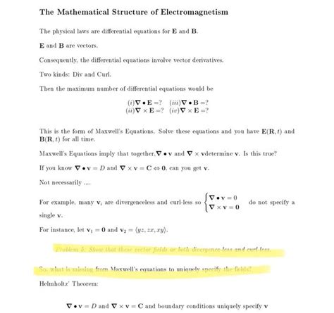 Solved The Mathematical Structure Of Electromagnetism The