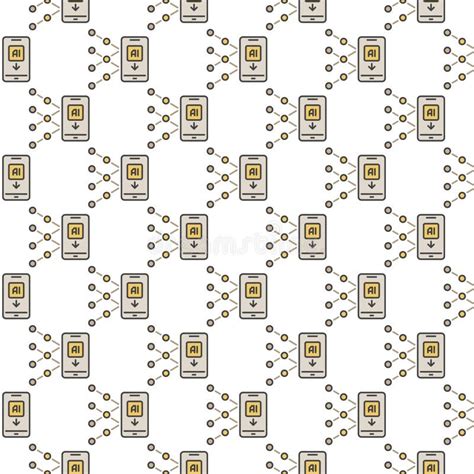 Ai Artificial Intelligence In Smartphone Vector Mobile Technology Colored Seamless Pattern Stock