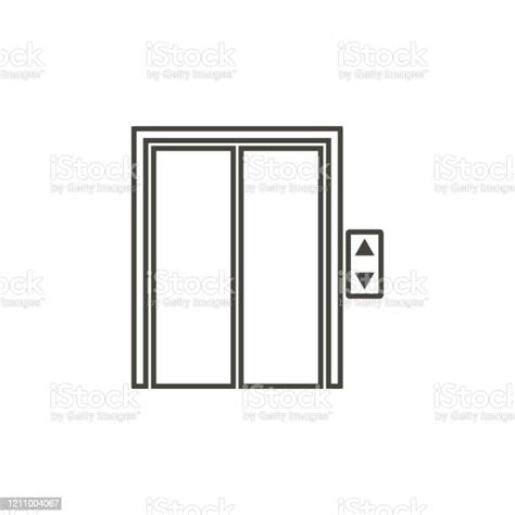 엘리베이터 흰색 배경에 고립 된 트렌디 한 윤곽 스타일의 아이콘 웹 사이트 디자인 로고 앱 Ui에 대한 문 기호 벡터 일러스트레이션 Eps10 벡터 엘리베이터에 대한 스톡