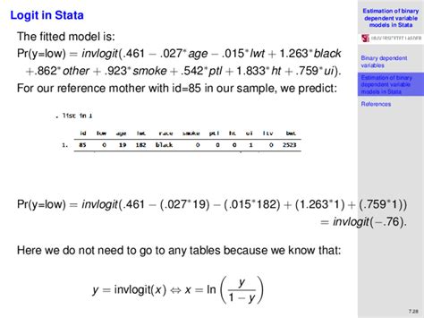 Estimation Of Binary Dependent Variable Models In Stata Speaker Deck