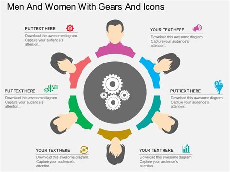 Sq Men And Women With Gears And Icons Flat Powerpoint Design PPT Images Gallery PowerPoint