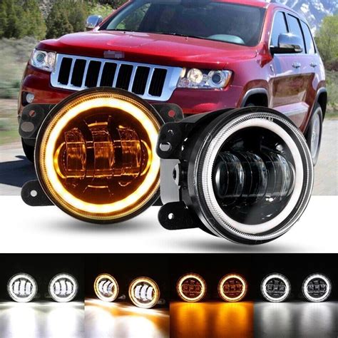 Led 4 Inch Fog Lights Angel Eyes Turn Signal For Jeep Grand Cherokee