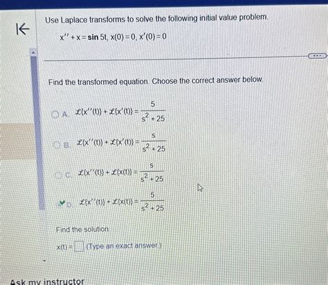 solved use laplace transforms to solve the following initial