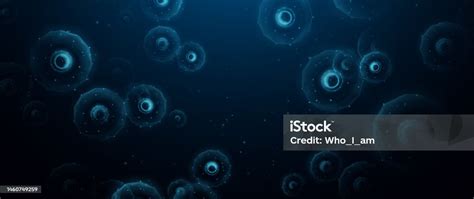 Low Poly Wireframe Human Cell Oder Embryonal Stem Cell Microscope Background Vektorillustration