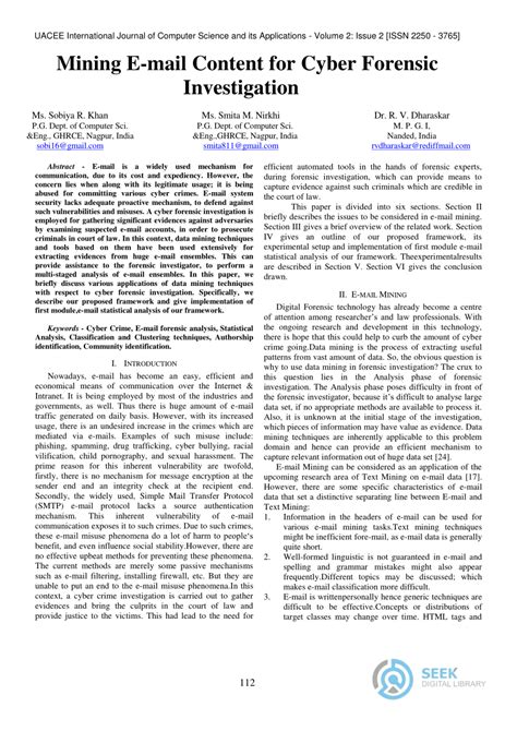 Pdf Mining E Mail Content For Cyber Forensic Investigation