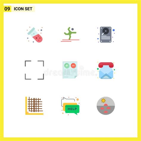 Universal Icon Symbols Group Of 9 Modern Flat Colors Of Document Pros Data Screen Full Stock