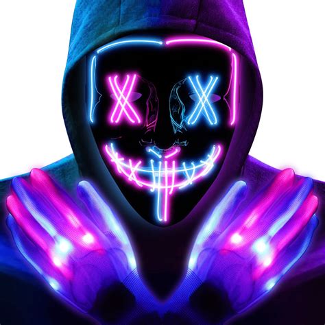 Halloween Led Mask Light Up Scary Mask And Skeleton Gloves Desertcart