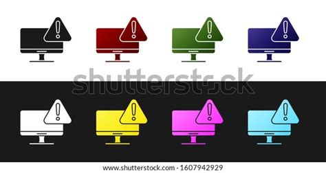 Set Computer Monitor Exclamation Mark Icon Stock Vector Royalty Free