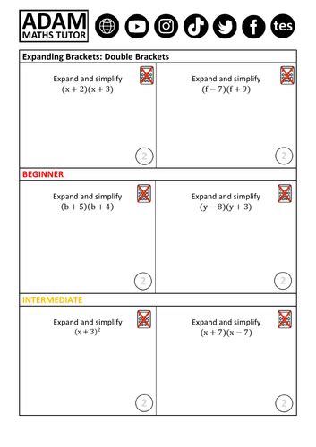 Gcse Expanding Brackets Worksheets Exam Questions And Solutions