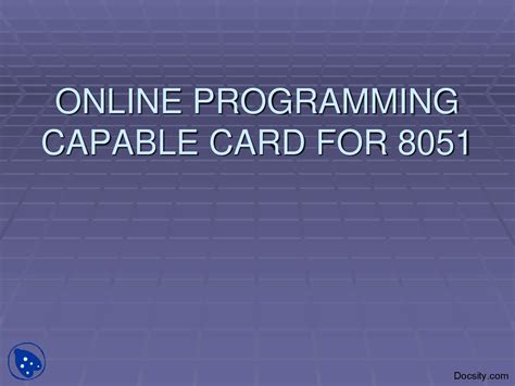 Online Programming Capable Card For 8051 Microcontroller Microcontroller And Assembly Language